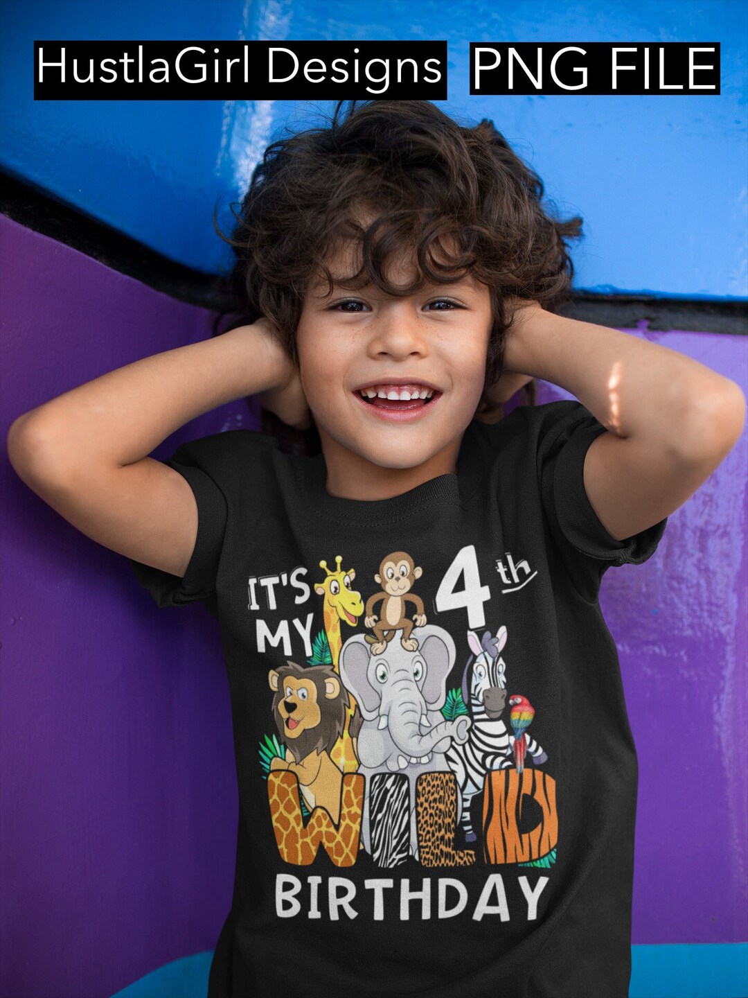 Instant Digital Download It's My 4th Wild Birthday Safari Animals ...