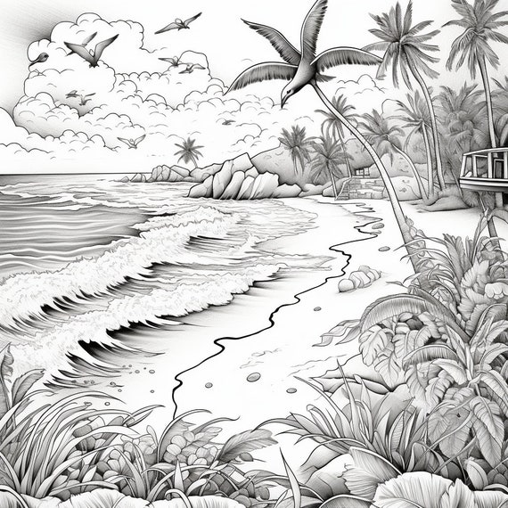 Tropical Paradise Coloring Pages Tropical Paradise Coloring Pages: