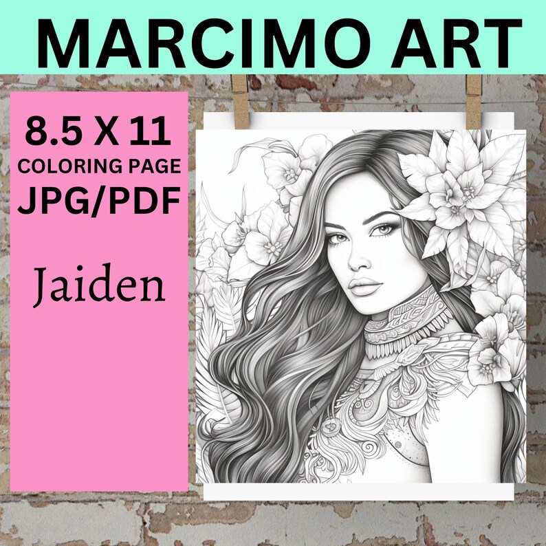 Marcimo Art Coloring Page for Adults Grayscale Coloring Page Instant ...