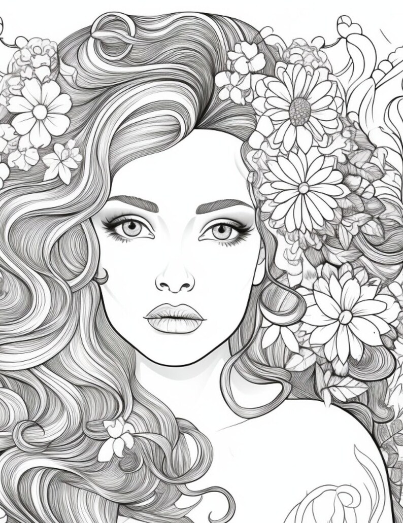 Marcimo Art Coloring Page for Adults Grayscale Coloring Page Instant ...