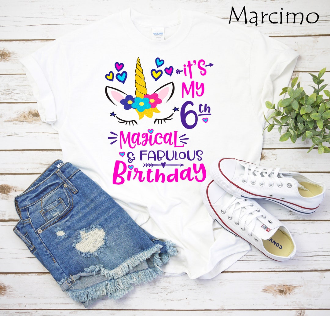 It's My 6th Magical & Fabulous Birthday Unicorn Face Instant Download ...