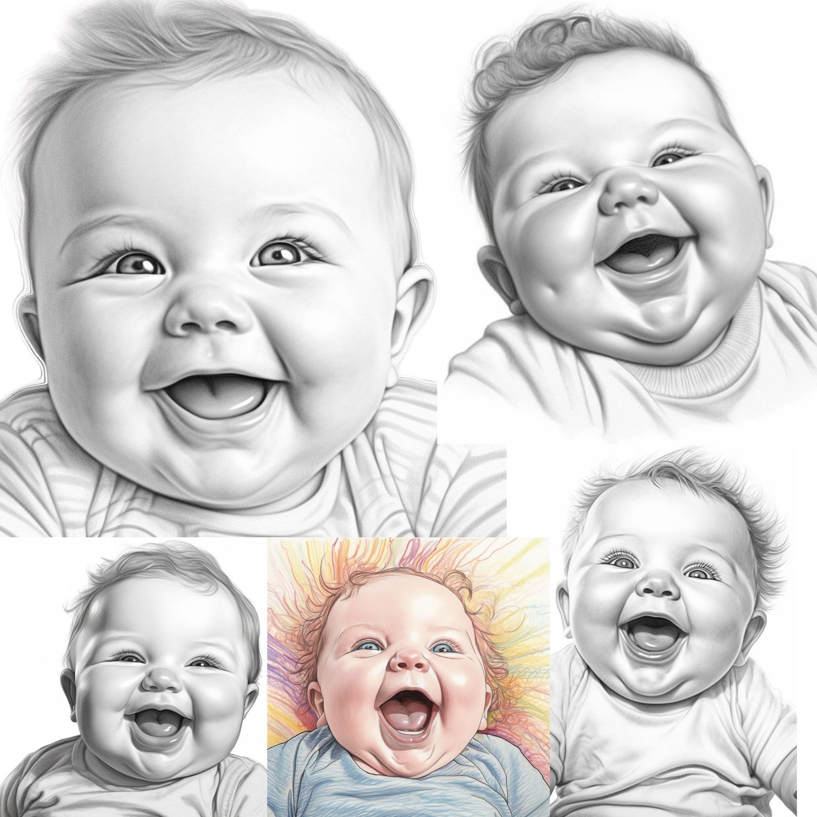 Chubby Cheeks Coloring Pages Adorable Baby Fun Activity for Baby Shower ...