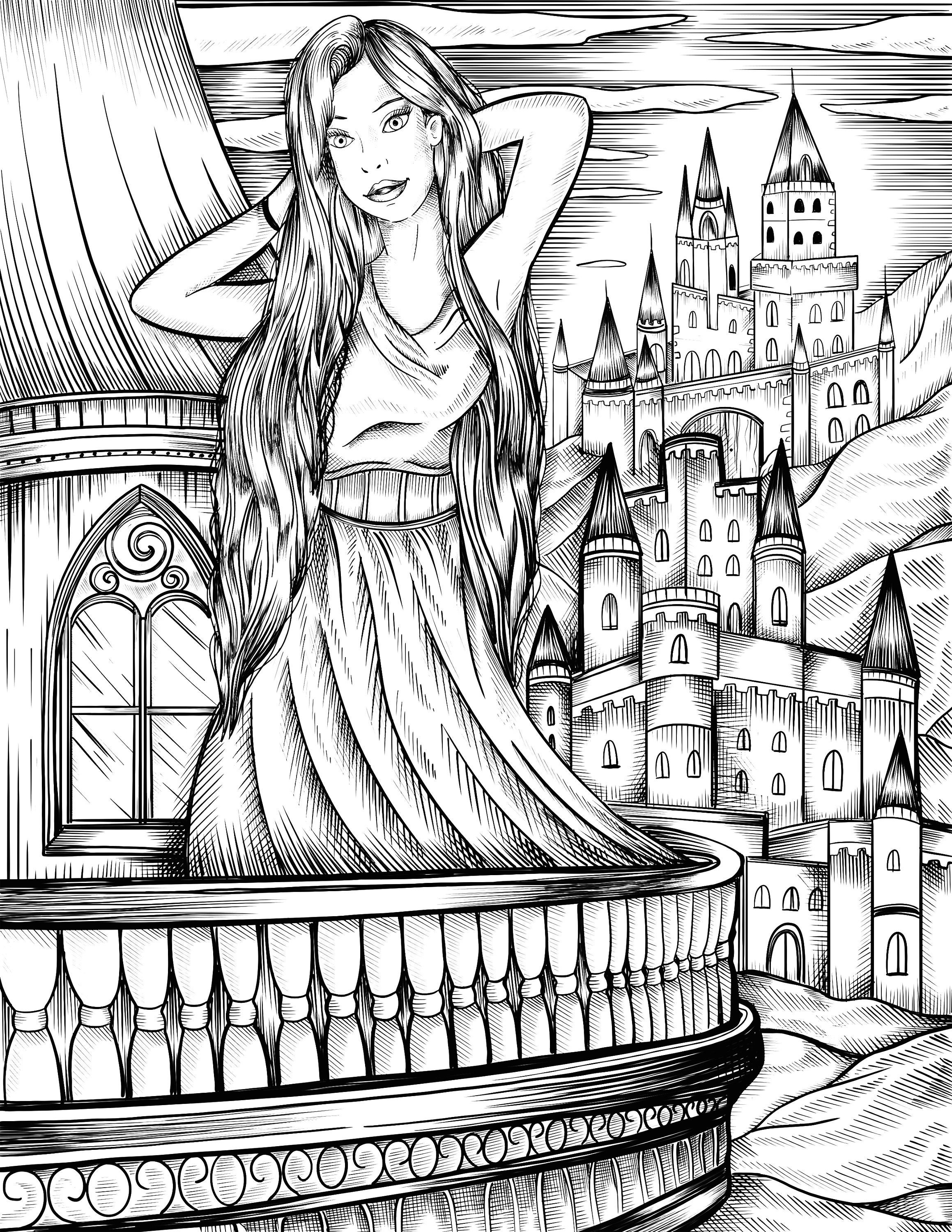 Complex Coloring Pages Of Princesses