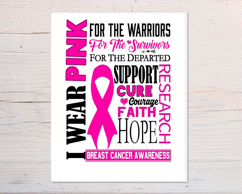 Instant Digital Download Breast Cancer Awareness Pink Ribbon Quote for ...