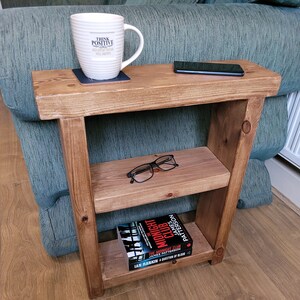 Solid Wood Rustic Side Table With Two Shelves, Handmade Sofa End Table ...