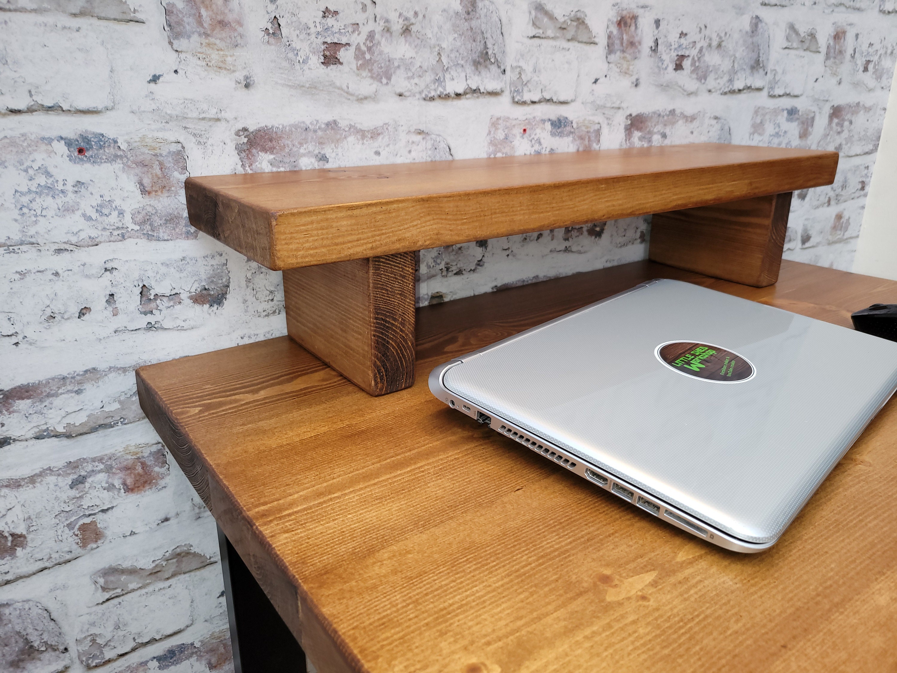 Rustic Monitor Stand - Screen Riser | Hand Made Industrial Desk Tidy ...