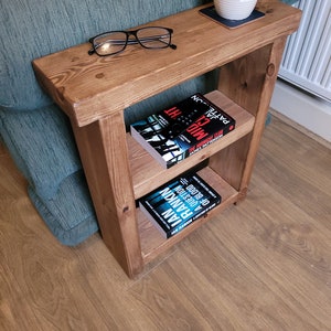 Solid Wood Rustic Side Table With Two Shelves, Handmade Sofa End Table ...