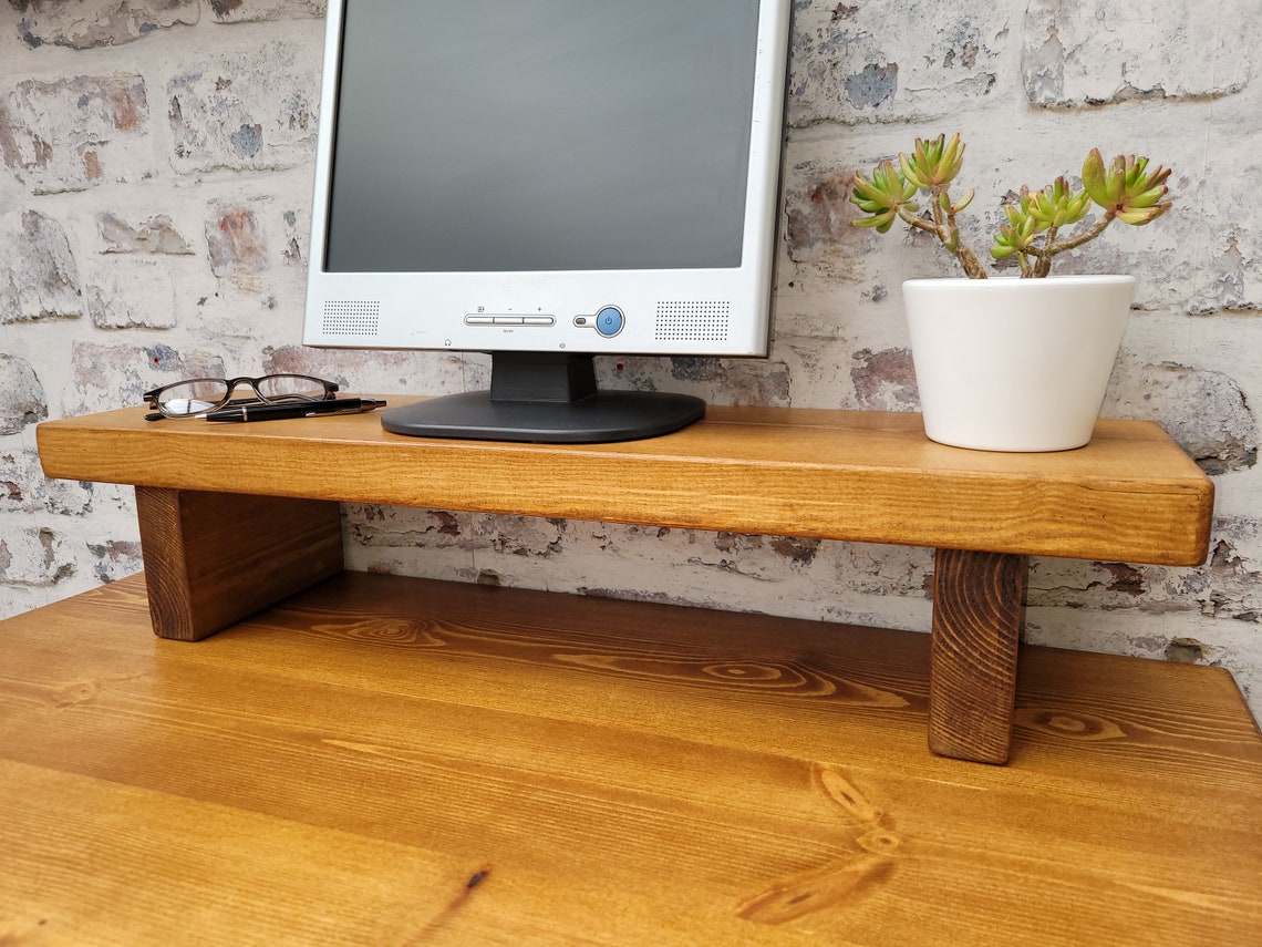 Rustic Monitor Stand - Screen Riser | Hand Made Industrial Desk Tidy ...
