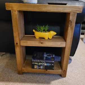 Solid Wood Rustic Side Table With Two Shelves, Handmade Sofa End Table ...