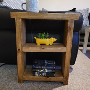 Solid Wood Rustic Side Table With Two Shelves, Handmade Sofa End Table ...