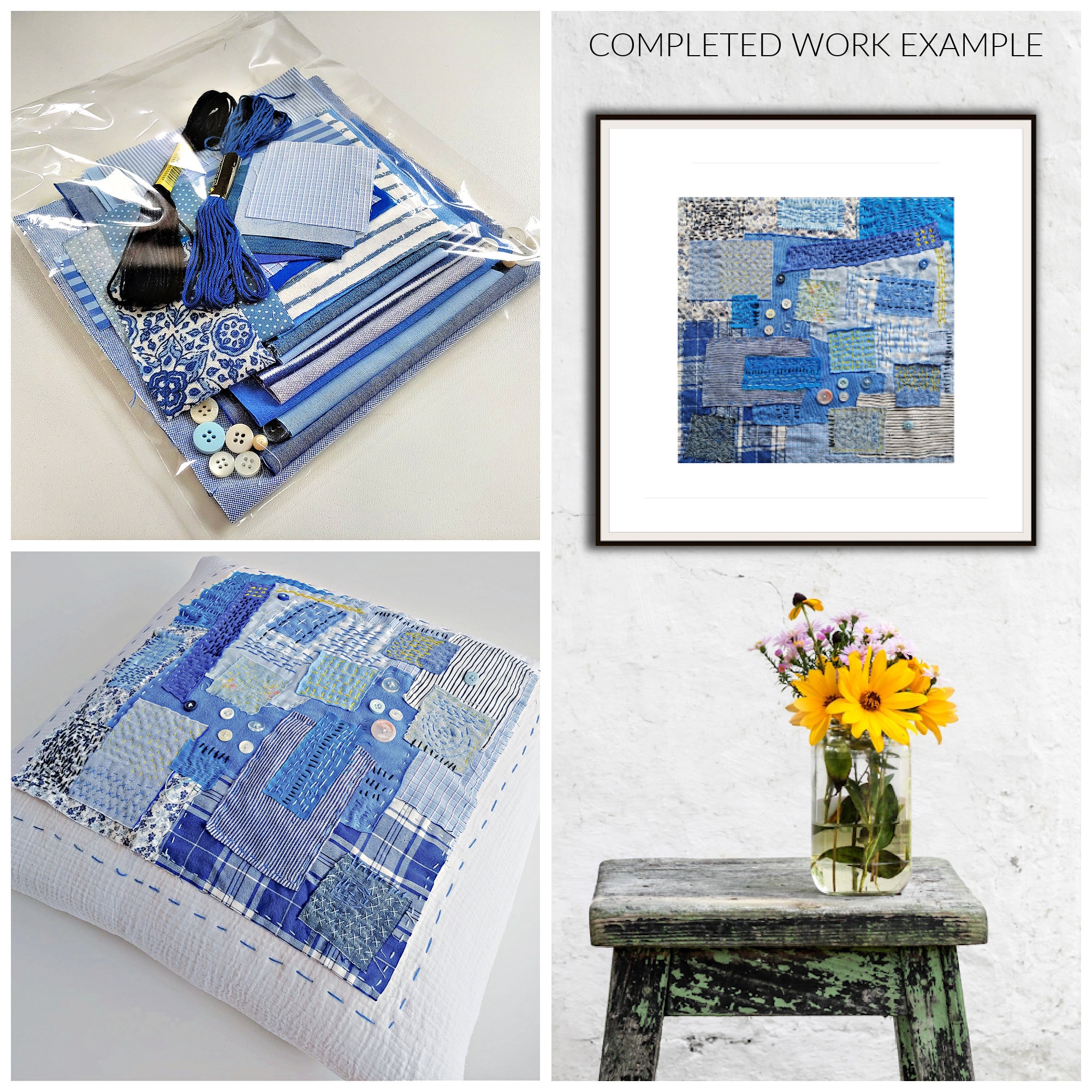 Color Coordinated Slow Stitching Fabrics Bundles for Art, Crafts ...