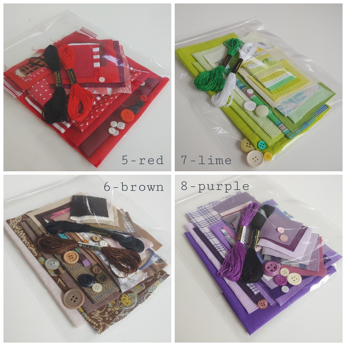 Color Coordinated Slow Stitching Fabrics Bundles for Art, Crafts ...