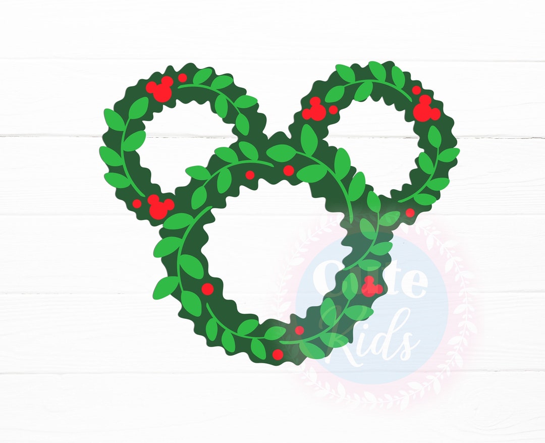 Christmas Wreath Mouse Head Svg Winter Holiday Decor Svg Cut File For