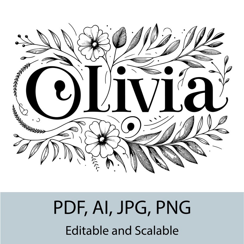 Olivia Name, Olivia Flower, Olivia Tattoo, Olivia Digital Download - Etsy