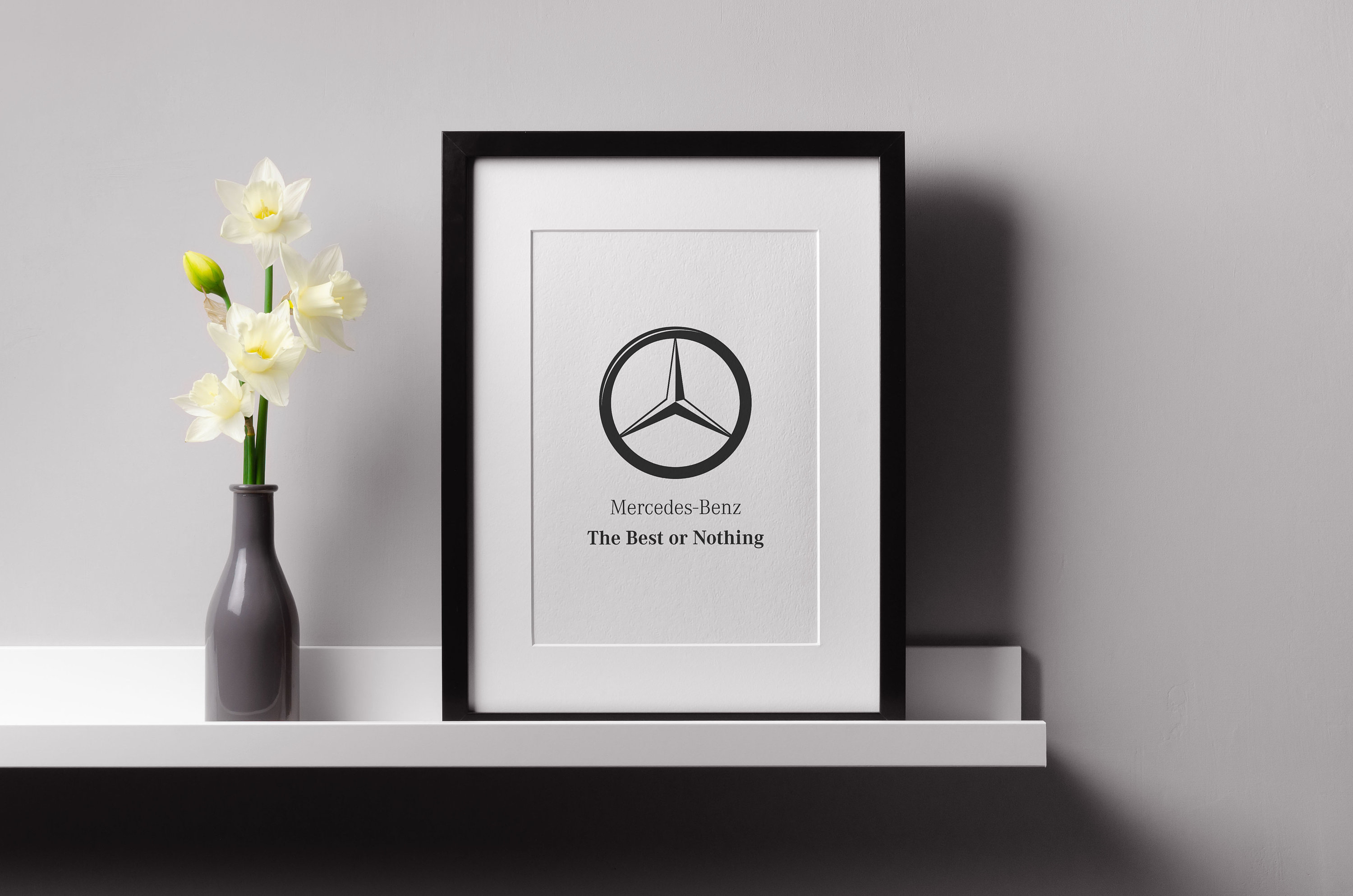 Elegant Mercedes Logo Poster - Classic Black and White Design - Etsy
