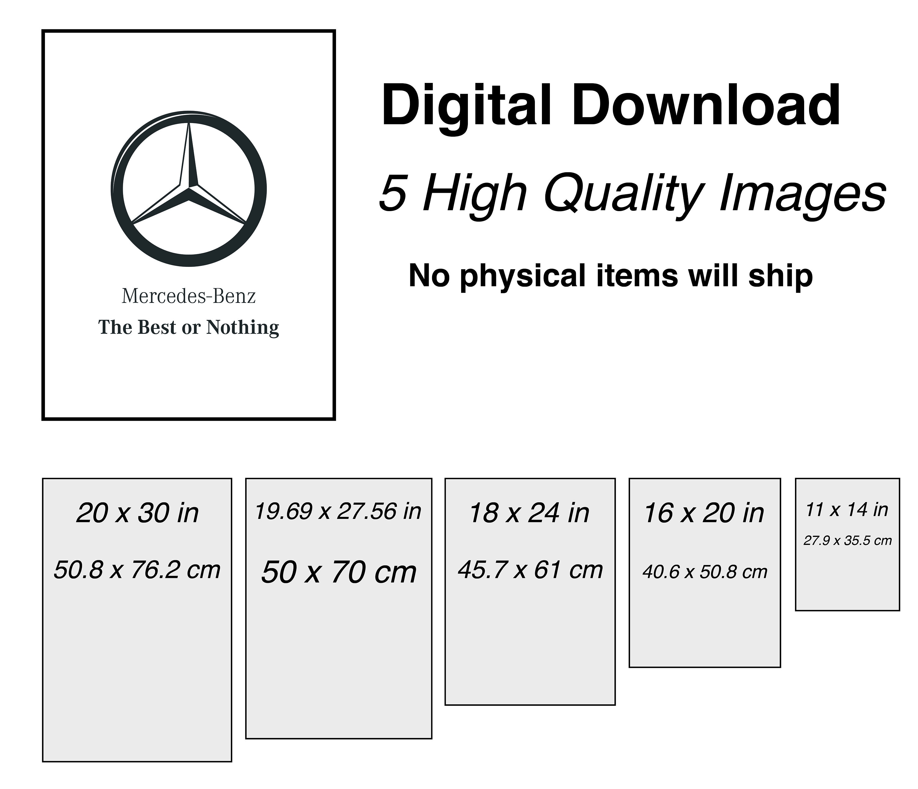 Elegant Mercedes Logo Poster - Classic Black and White Design - Etsy