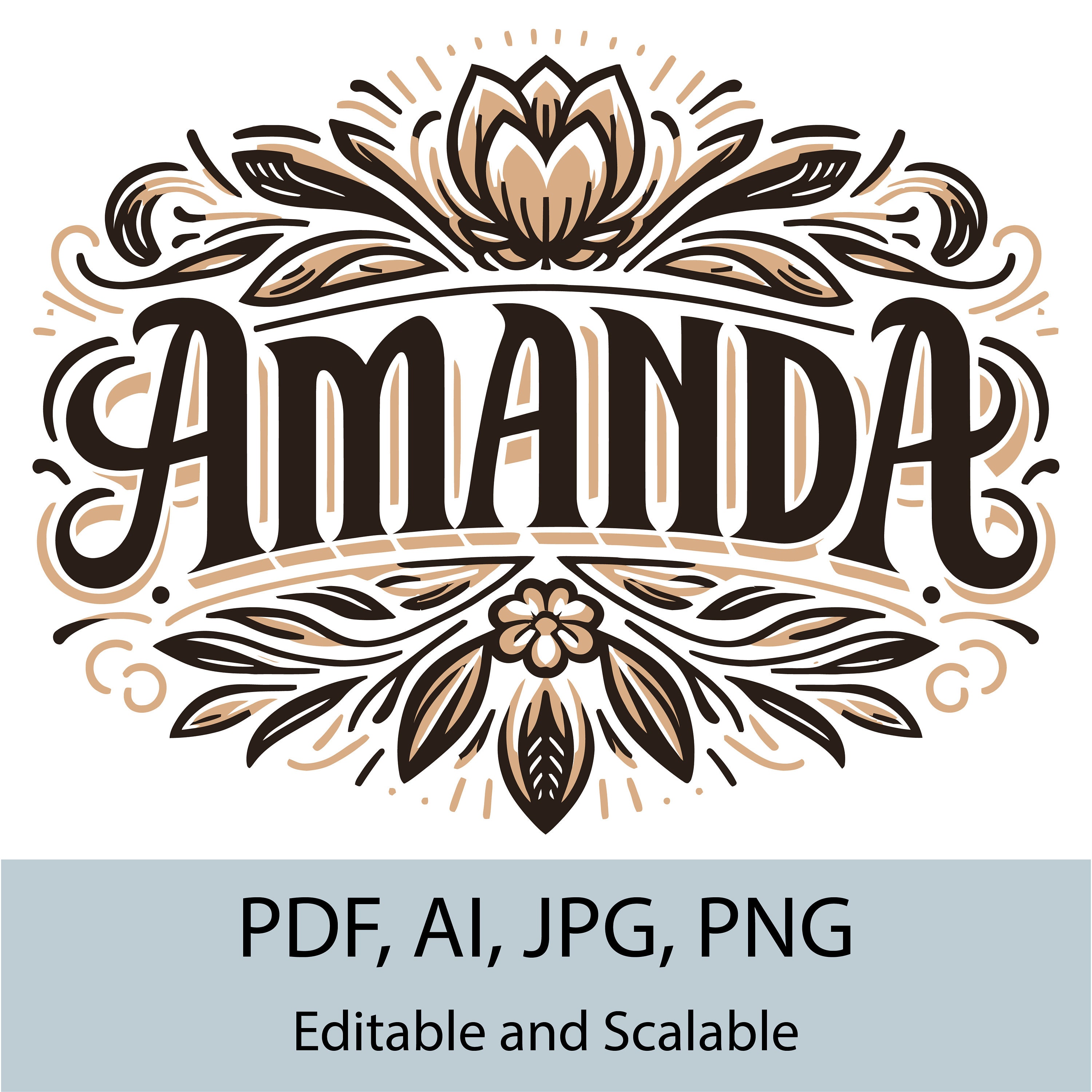 Amanda Name, Amanda Tattoo, Amanda Vintage, Amanda Illustration - Etsy
