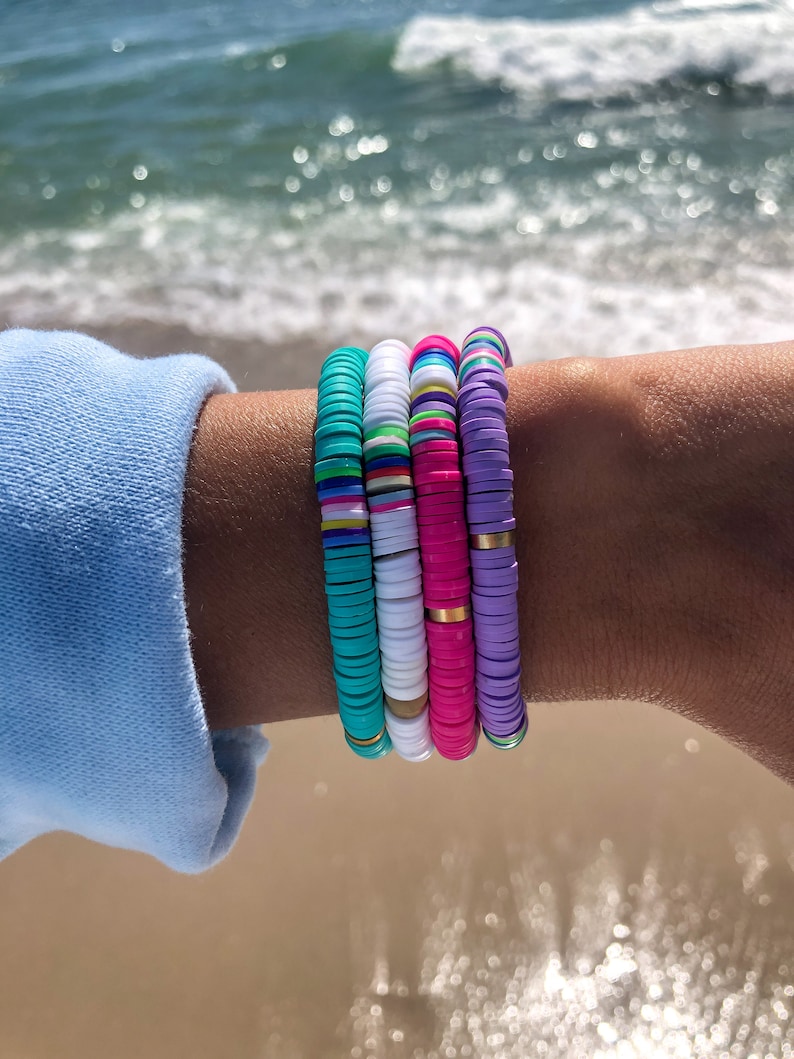 Heishi Bead Bracelet Womens Stretch Stackable Bracelet - Etsy