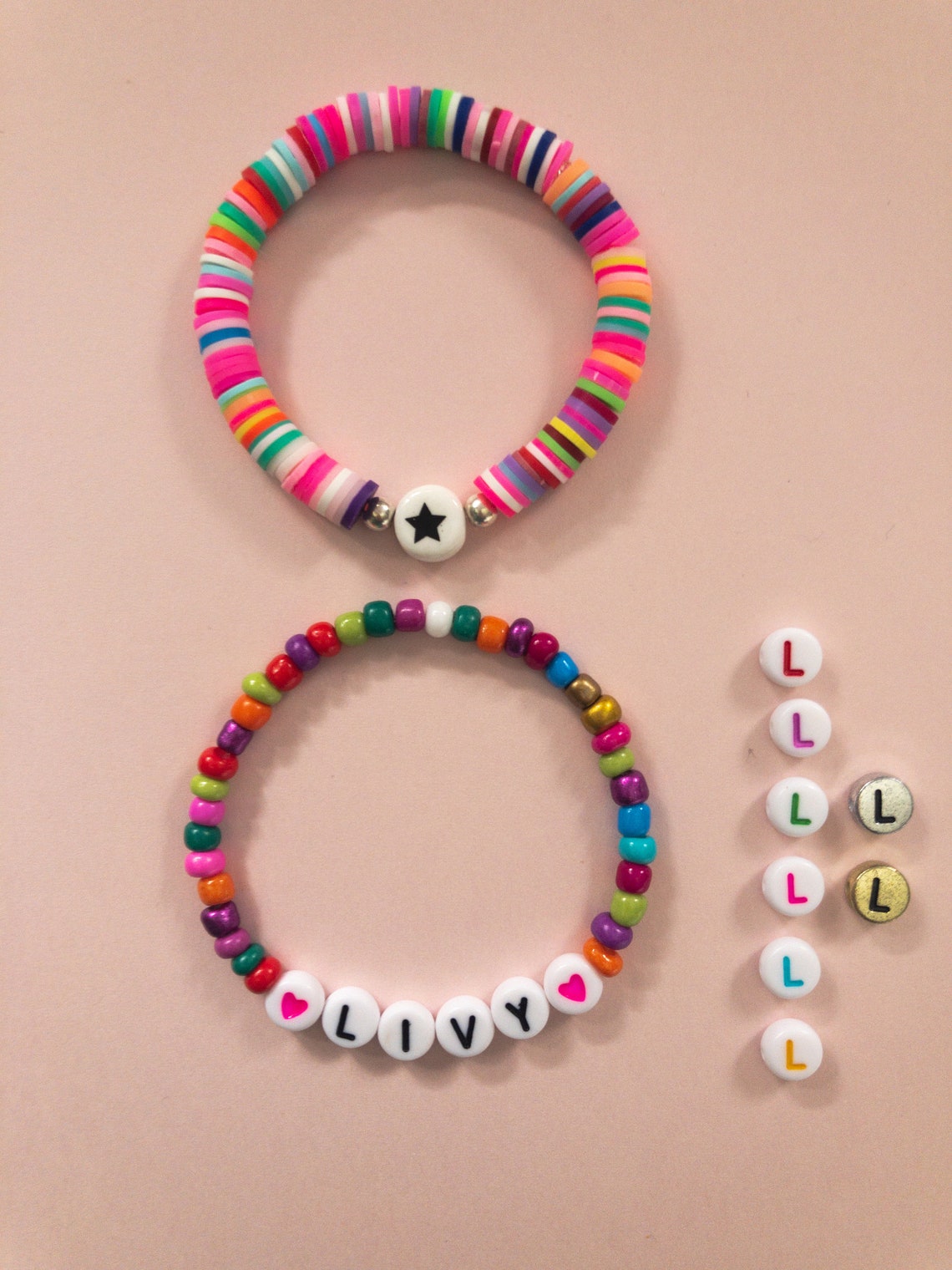 Personalized Kids Bracelet Making Kit – Heishi Bead Name Bracelet, DIY ...
