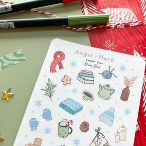 Snow Day Sticker Sheet | Cute Winter Stickers Holiday Christmas Cozy ...
