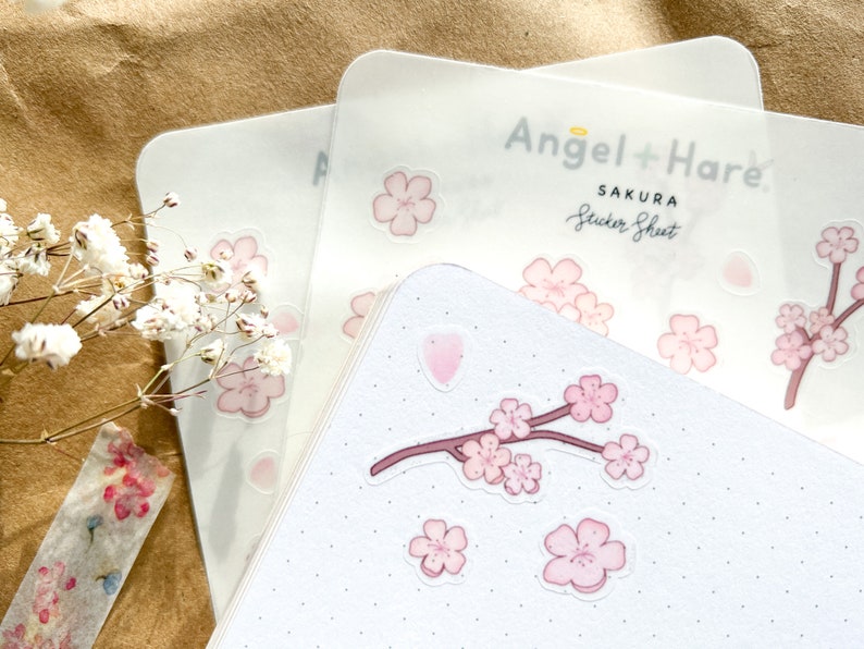 Sakura Sticker Sheet | Clear Matte Cherry Blossom Journal Stickers - Etsy