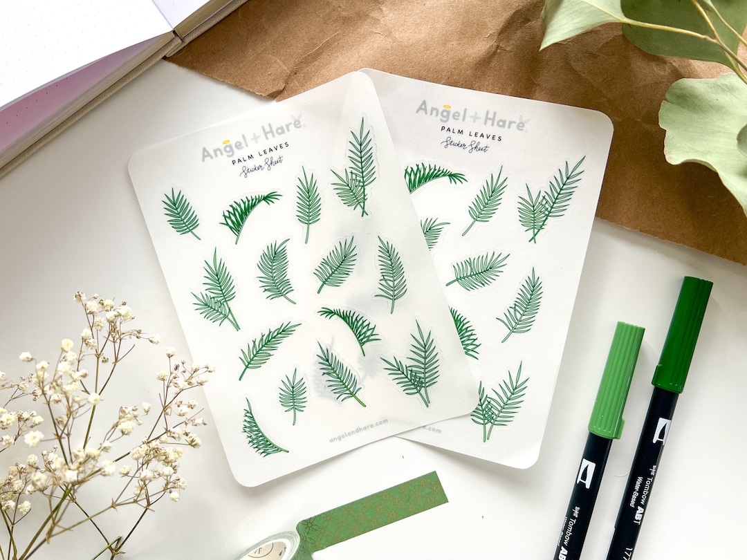 Palm Leaves Sticker Sheet | Clear Frosted Matte Pretty Journal Stickers ...