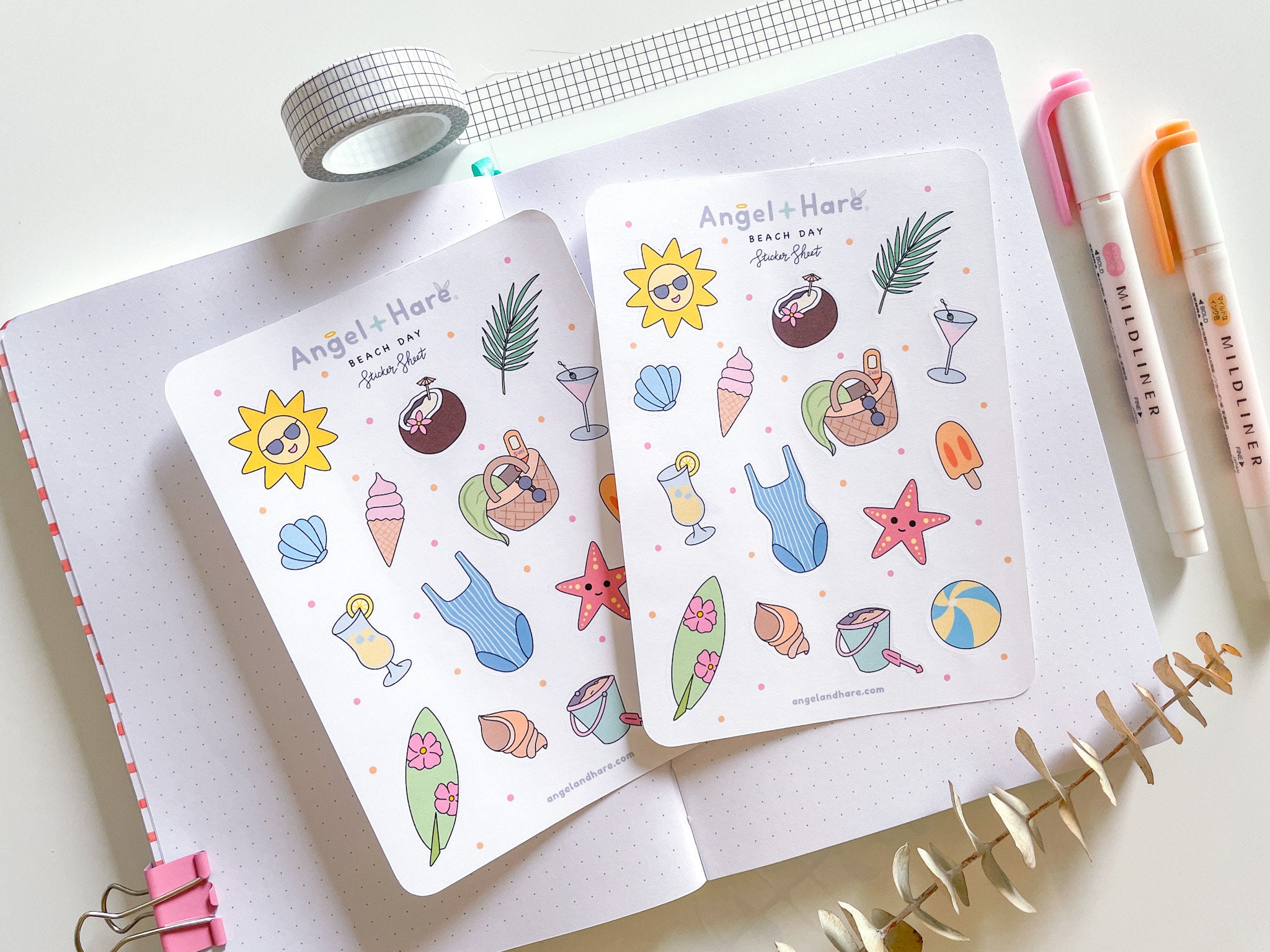 Beach Day Sticker Sheet Summer Vacation Stickers Holiday - Etsy