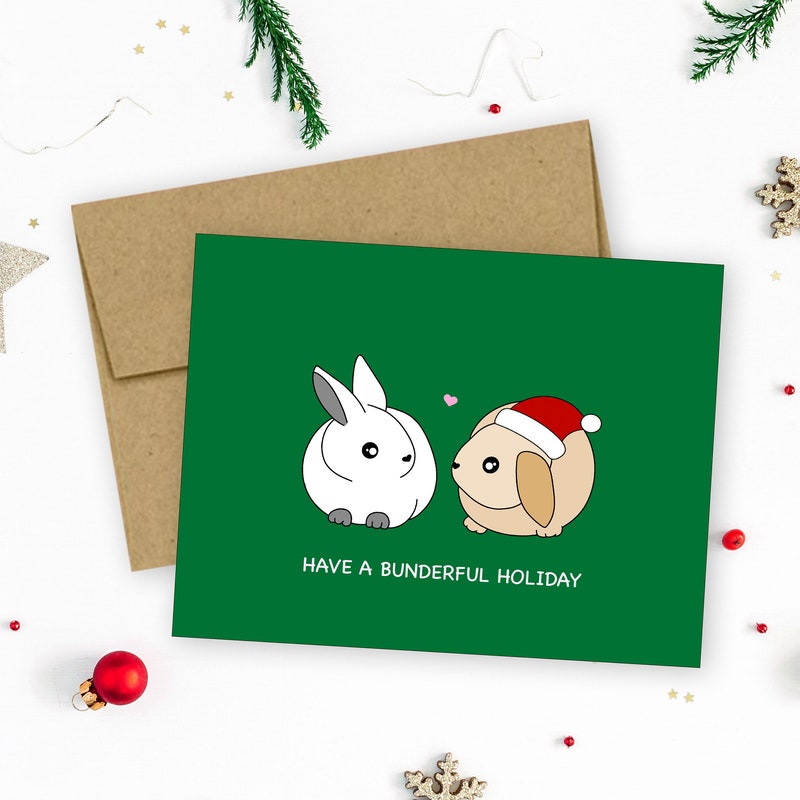 Bunny Christmas Card - Etsy