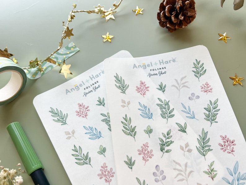 Foliage Sticker Sheet Clear Leaves Frosted Matte Bullet - Etsy