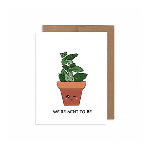 We're Mint to Be | Valentine's Love Card Cute Potted Mint Plant Love ...