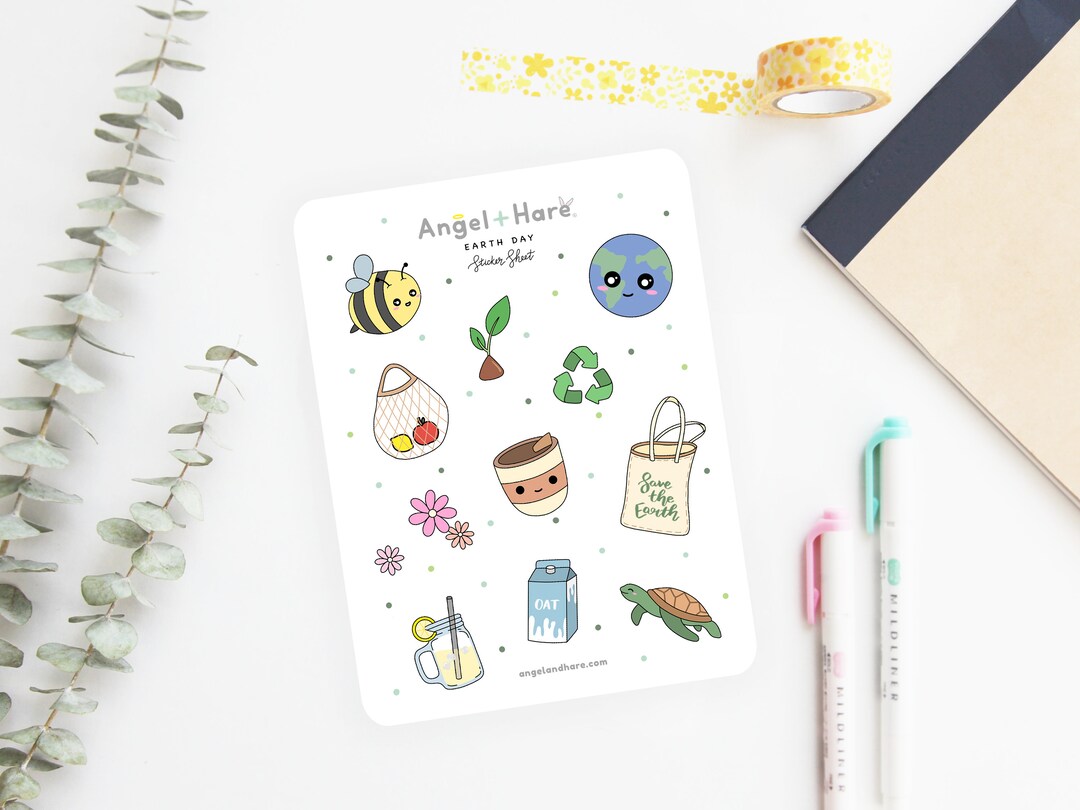 Earth Day Sticker Sheet | Eco Planner Journal Stickers Cute ...