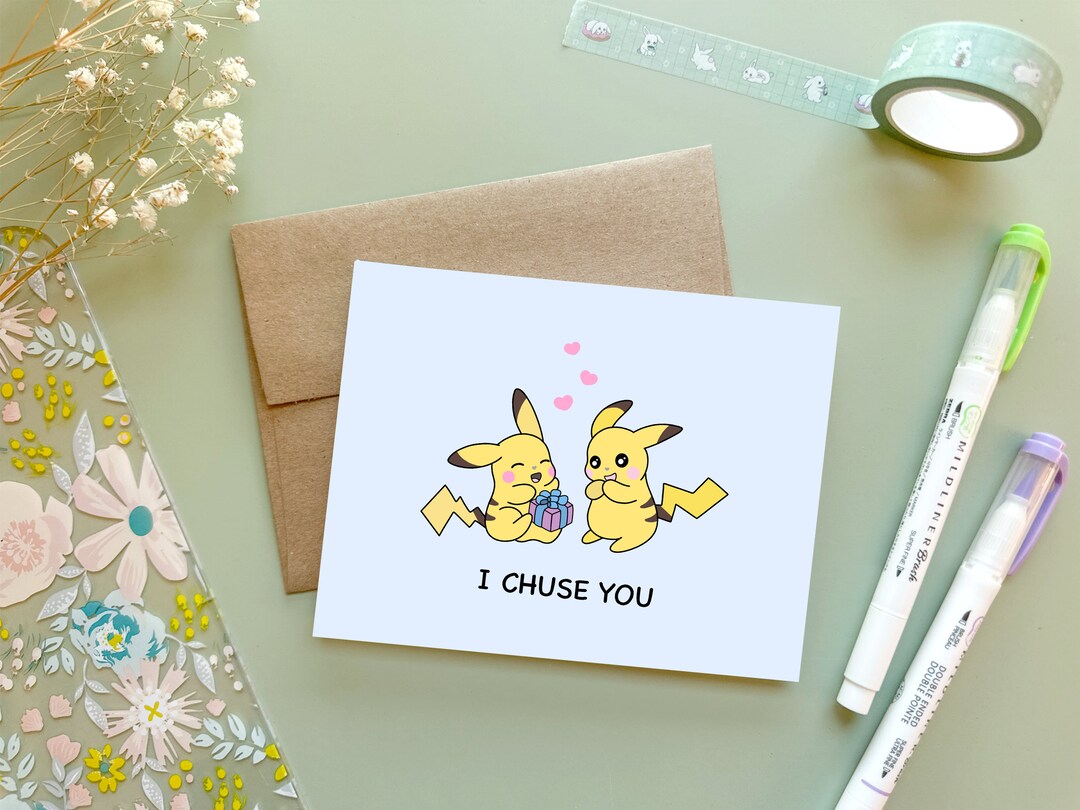 I Chuse You | Pika Valentine's Day Card Punny Greeting Card Japanese ...