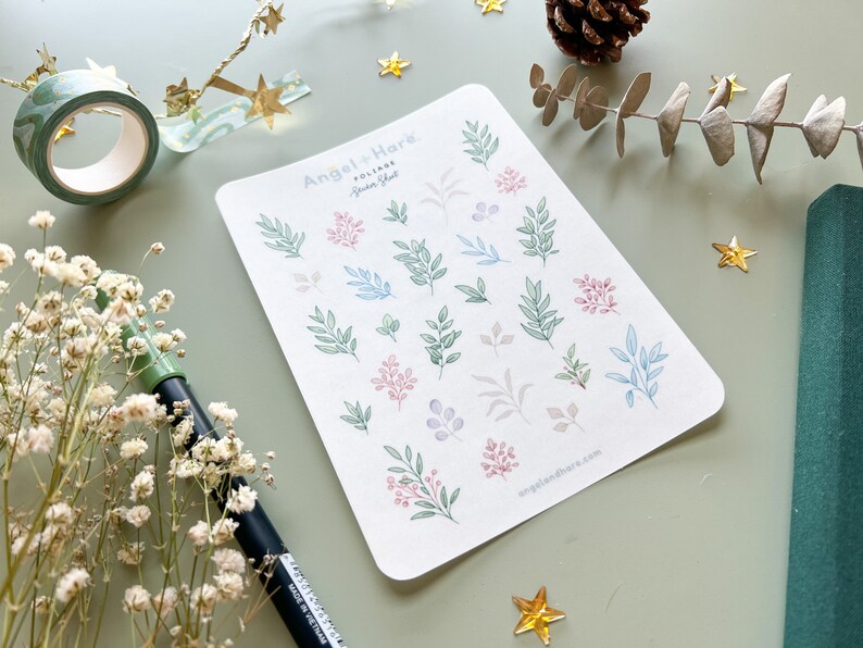 Foliage Sticker Sheet Clear Leaves Frosted Matte Bullet - Etsy