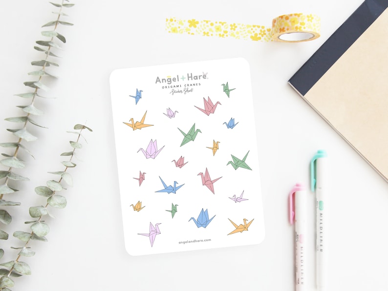 Origami Paper Cranes Sticker Sheet: Pastel Journal Planner Stickers - Etsy