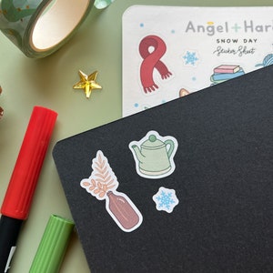 Snow Day Sticker Sheet | Cute Winter Stickers Holiday Christmas Cozy ...