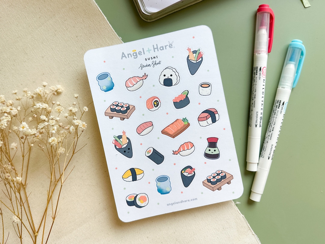 Sushi Sticker Sheet | Japanese Food Journal Deco Stickers Japan Tiny ...