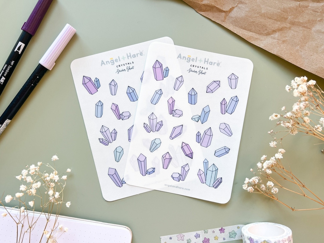 Crystals Sticker Sheet | Clear Matte Journal Planner Stickers Frosted ...