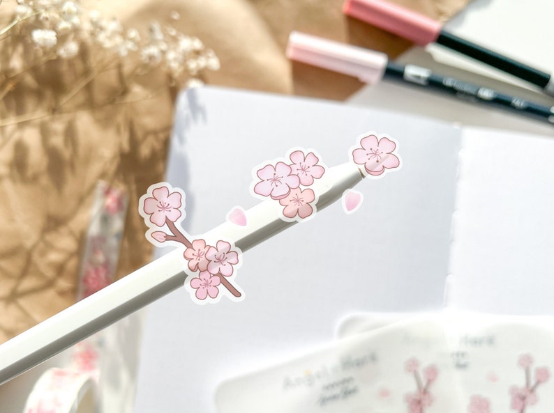 Sakura Sticker Sheet | Clear Matte Cherry Blossom Journal Stickers - Etsy