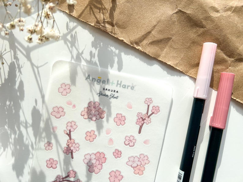 Sakura Sticker Sheet | Clear Matte Cherry Blossom Journal Stickers - Etsy