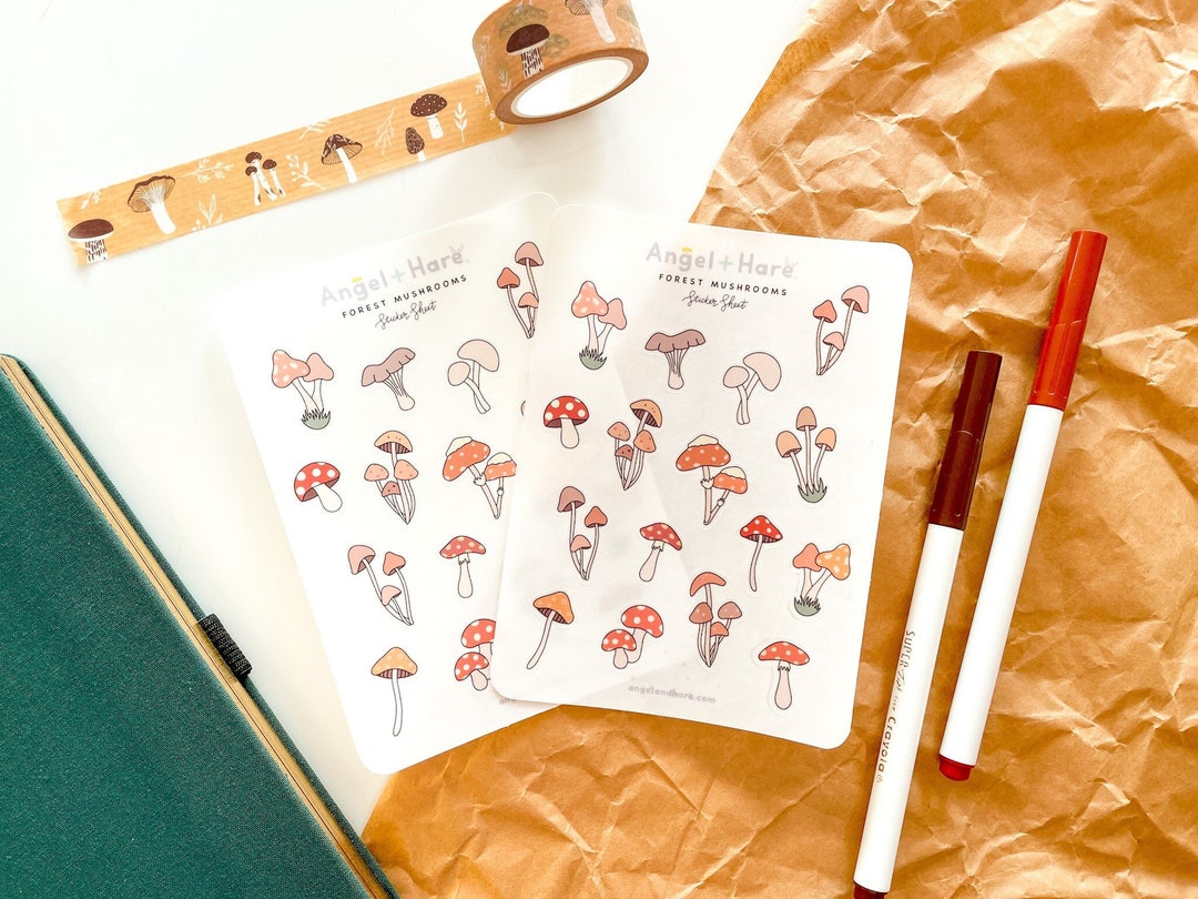 Forest Mushroom Sticker Sheet: Frosted Matte Botanical Stickers - Etsy