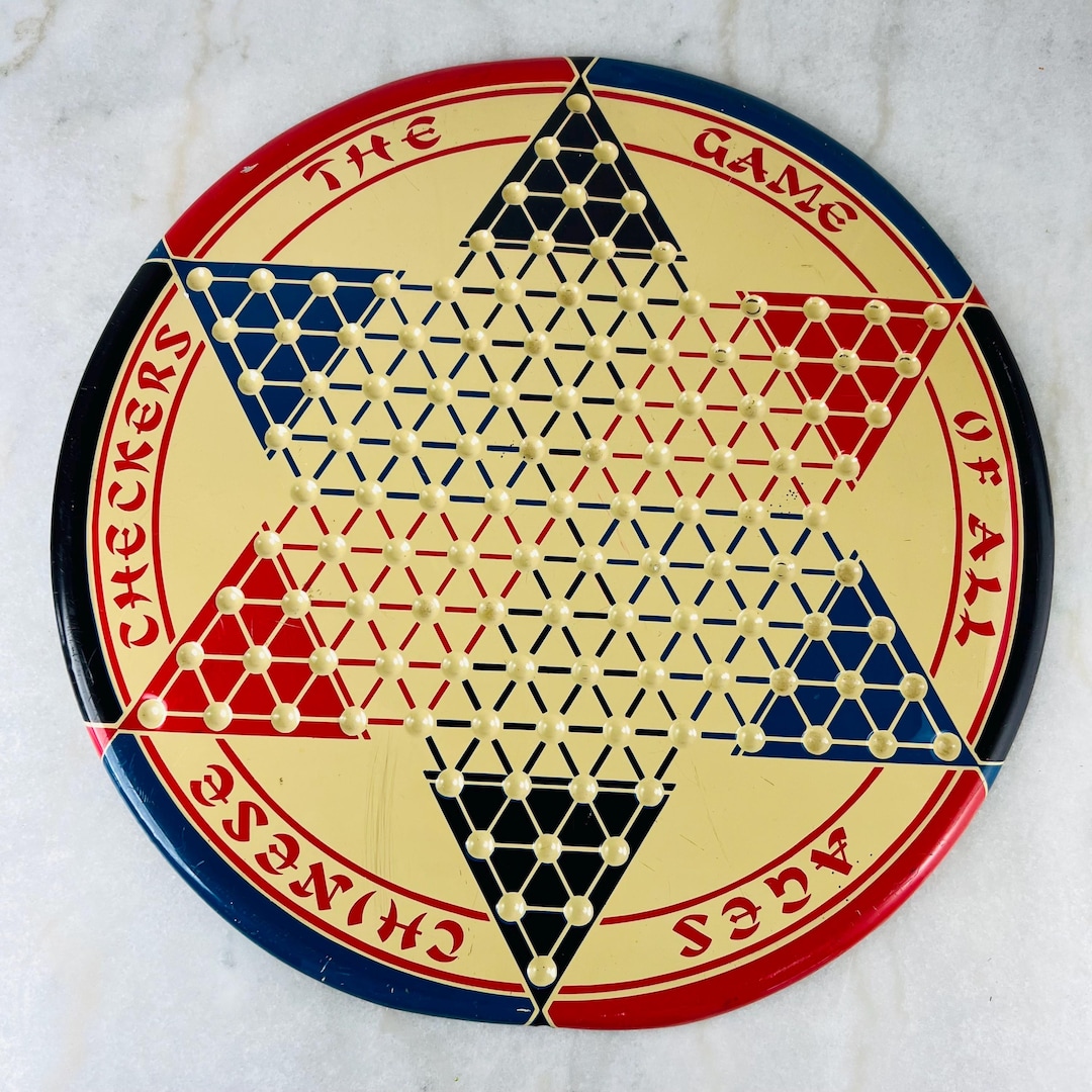 Antique Large Chinese Checkers Game 'the Game of All Ages' Tin Metal ...