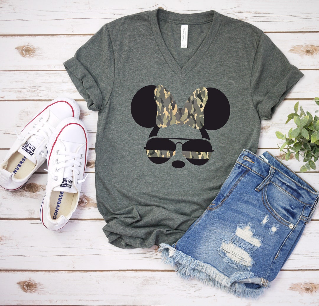 Minnie Army Camouflaged Aviator Glasses - Adult Unisex T Shirt - Armed ...