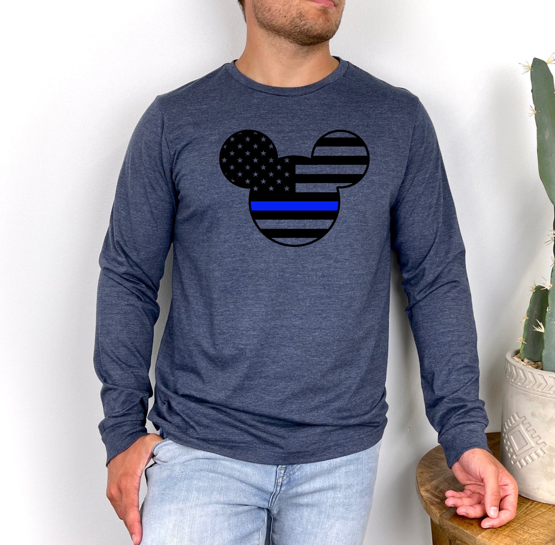 Mickey Mouse Police Officer Adult Long Sleeve T Shirt - Stars and ...