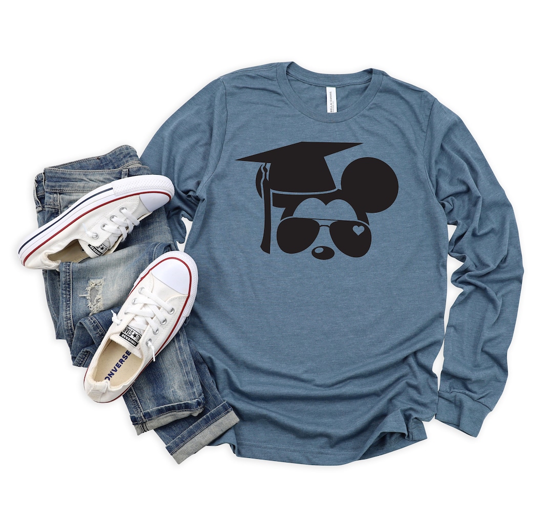 Graduation Mickey Mouse Adult Long Sleeve T Shirt - Disney T-shirt ...