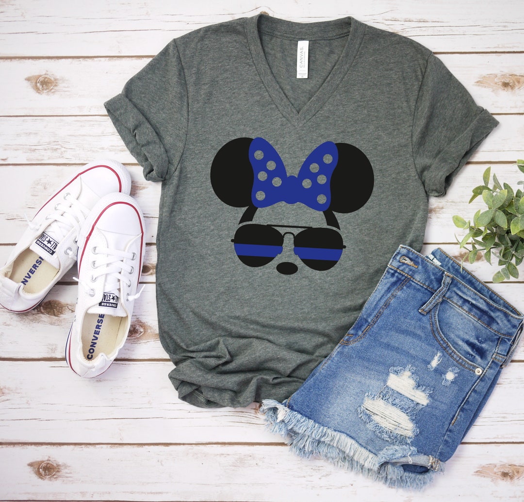 Police Minnie Mouse T Shirt -blue Line - Front Line - Officer - Adult ...