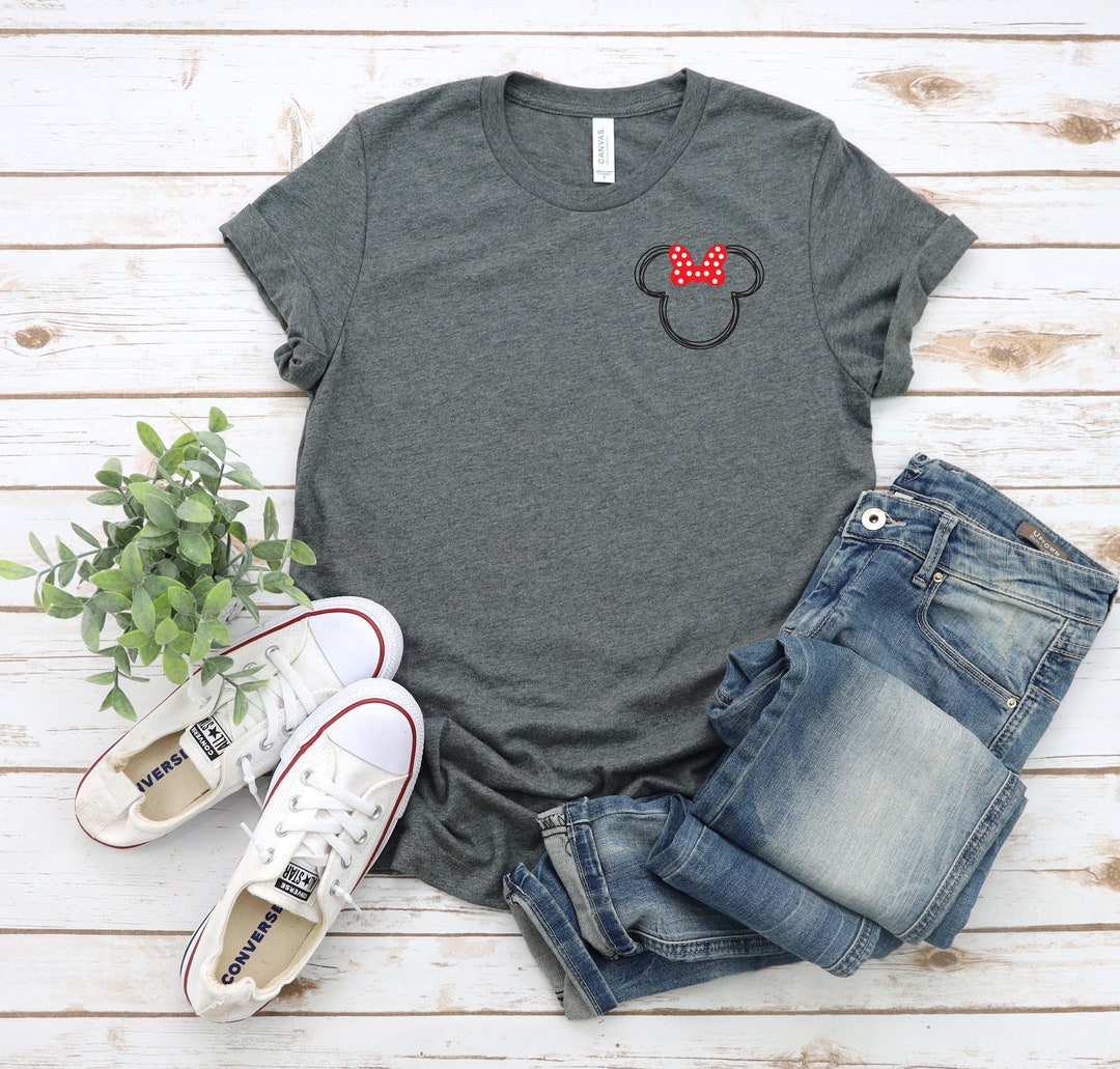 Scribble Minnie Mouse Pocket Size - Left Chest Logo - Adult T Shirt - Disney Trip Matching ...