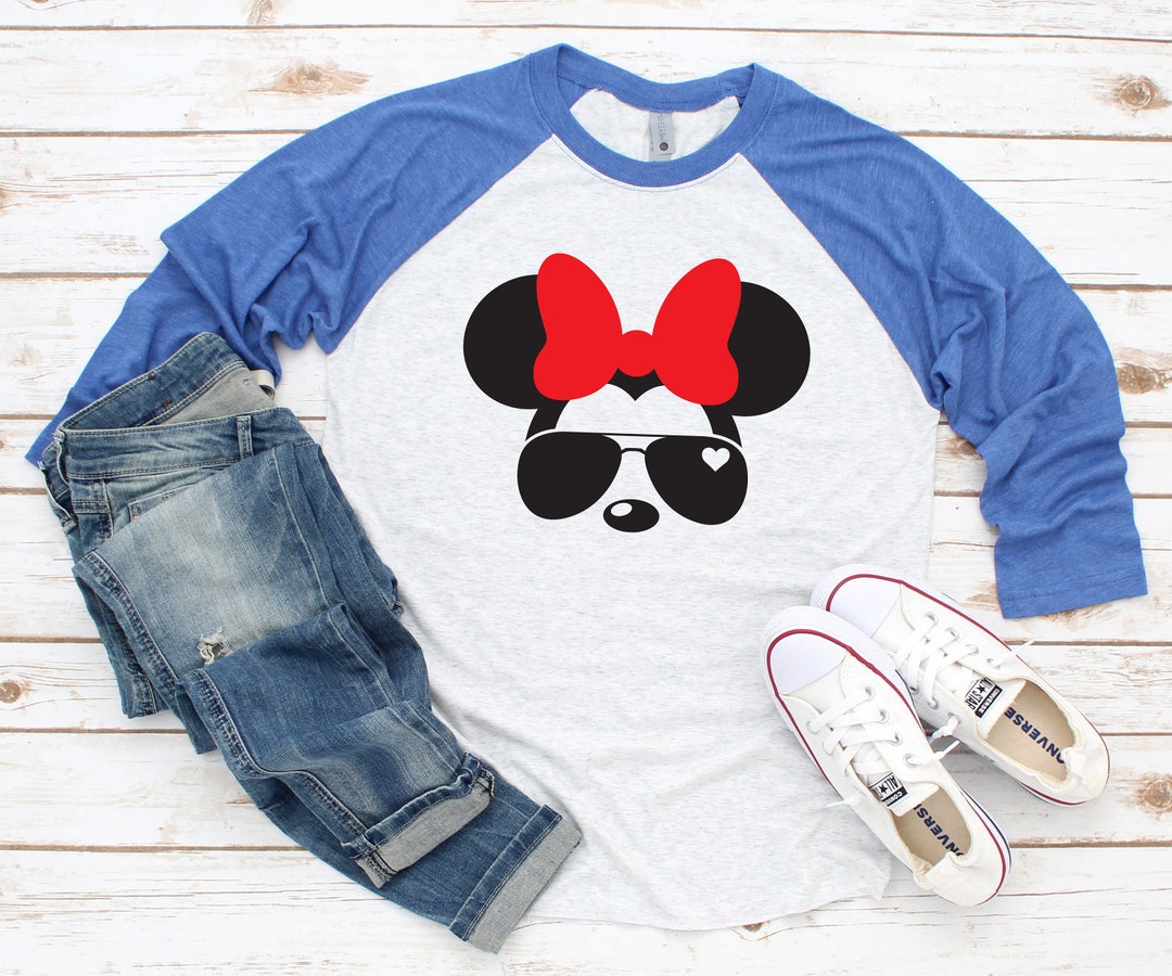 Minnie Mouse Aviator Raglan T Shirt 3/4 Sleeve Disney Family Matching ...