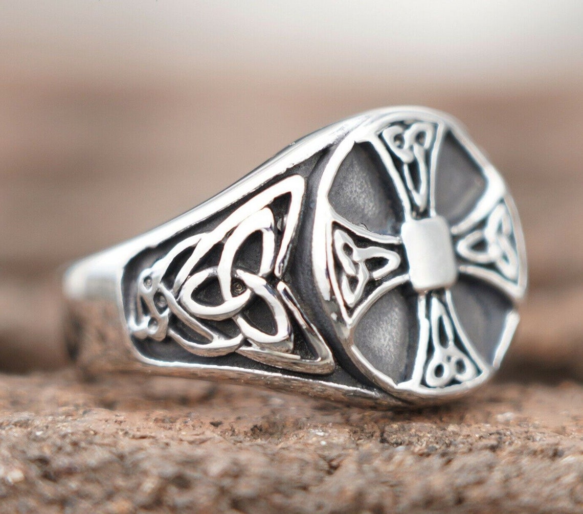 Irish Celtic Trinity Knot Cross Ring for Men Stainless Steel - Etsy