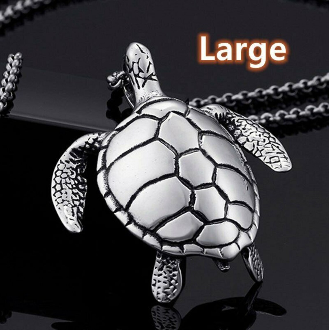 Stainless Steel Big Sea Turtle Pendant Necklace Jewelry - Etsy