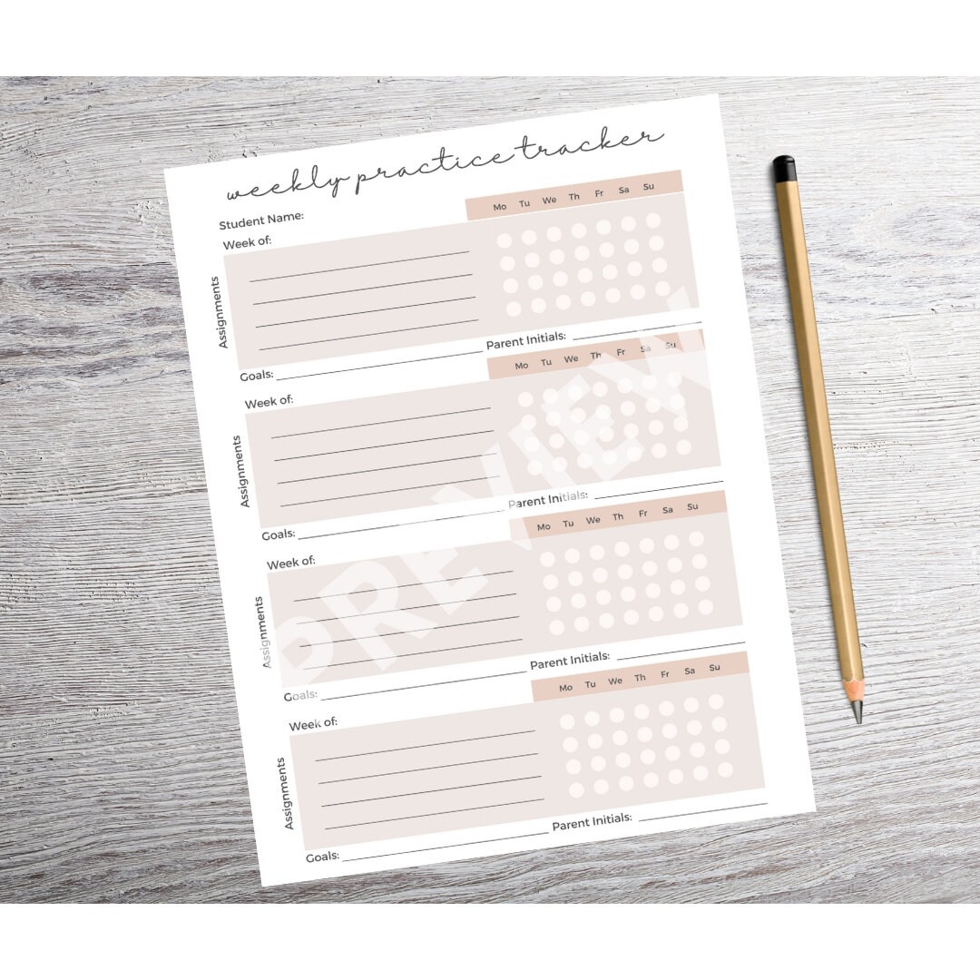 Music Practice Tracker, Music Practice Log, Printable Practice Tracker ...